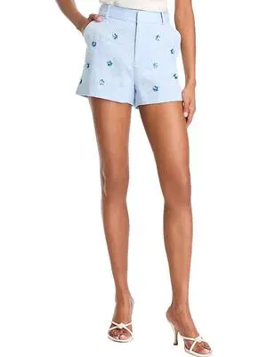Cinq À Sept Tora Embellished Shorts Blue Hydrangea