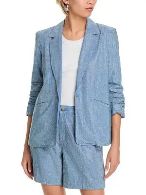 Cinq À Sept Chambray Rhinestone Blazer - Medium Blu
