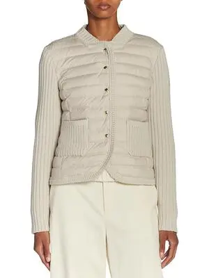 Moncler Mixed Media Leather Cardigan - Light Beige