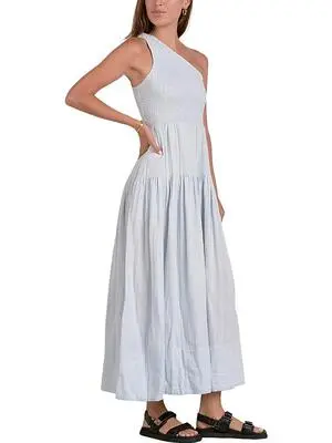 Elan One Shoulder Maxi Dress - Light Blue