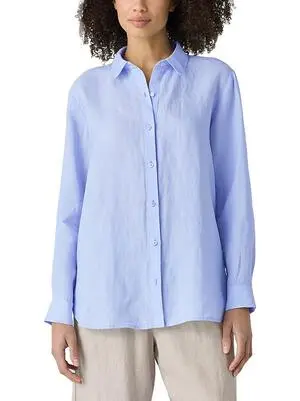 Eileen Fisher Classic Collar Long Shirt - Blue