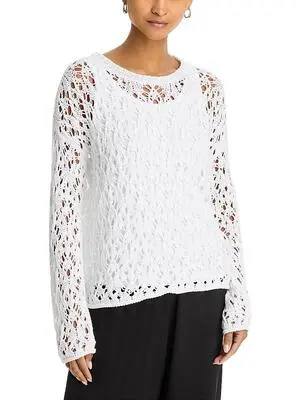 EILEEN FISHER Crew Neck Crochet Knit Sweater