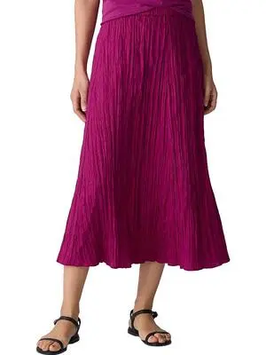 Eileen Fisher Crushed Silk Flared Skirt Sangria