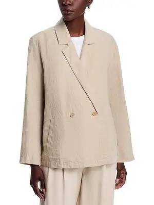 Eileen Fisher Linen Notch Collar Blazer - Unnatural