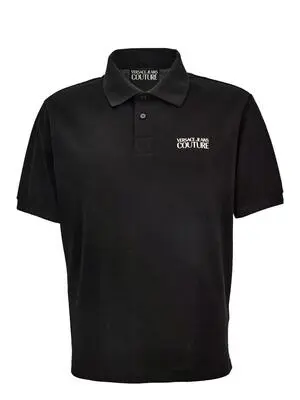 Versace Logo-embroidered Polo Shirt - Black