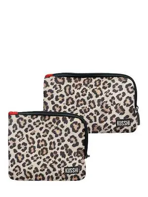 KUSSHI On-the-go Pouch Set - Leopard Neoprene