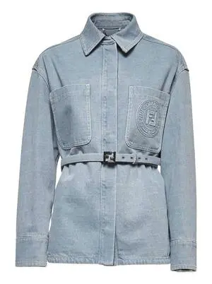 Fendi Fendi Belted Denim Jacket Grey