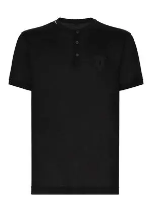 Dolce & Gabbana Silk Granddad-neck T-shirt - Black