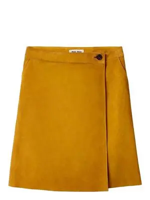 Miu Miu Suede Midi Skirt - Brown