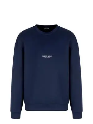 Giorgio Armani Micromodal Jersey Crew-neck Sweatshirt - Navy Blue
