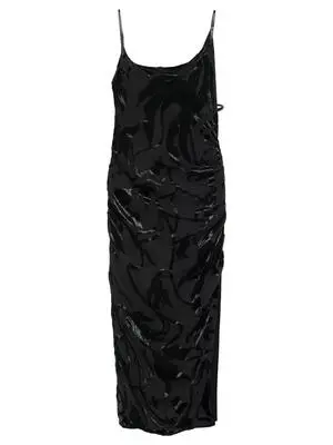 MUGLER Flocked Midi Dress - Black