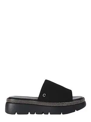 Carvela Dazzle Flatform Woven Slider Sandals - Black