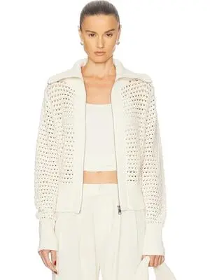 Varley Eloise Full Zip Knit Sweater - Egret
