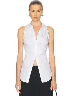 SIMONMILLER Loch Sleeveless Poplin Top - Macadamia