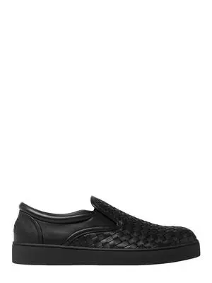 Bottega Veneta Intrecciato Leather Dodger Sneakers - Black