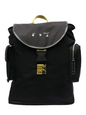 Off-White Logo Print Foldover Backpack - Black Yellow