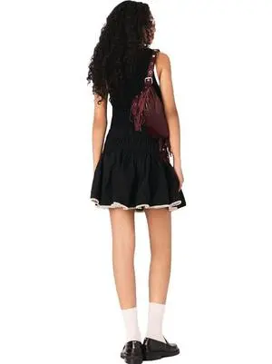 Maje Maje Ribbed Vest Top With Clover Embroidery Black / White