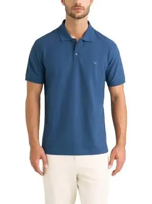 VELEZ Semi-fit Polo Shirt With Jacquard Detail Blue