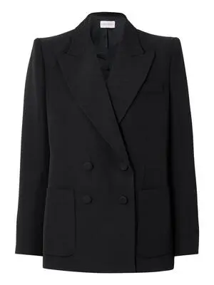 Valentino Garavani Double-breasted Grain De Poudre Wool Blazer - Black