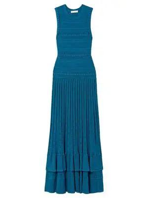 Ulla Johnson Mireille Pleated Knitted Maxi Dress - Blue