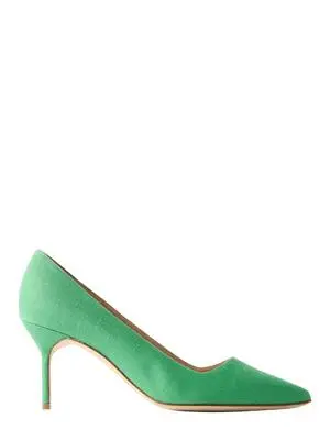 Manolo Blahnik Bb 70 Linen Pumps - Green