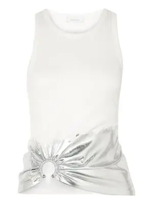 Rabanne Embellished Metallic Tank - White