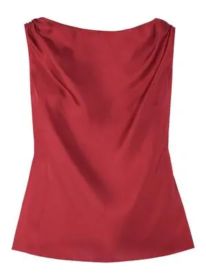 Loulou De Saison Remy Knotted Silk-twill Top - Red