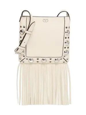 Valentino Garavani Nellcote Small Studded Leather Crossbody Bag - Light Ivory