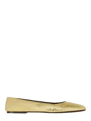 THE ROW Metallic Leather Ballerina Flats - Gold