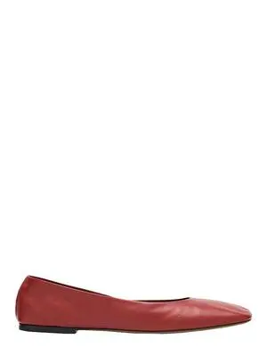 THE ROW Lambskin Leather Ballerina Flats - Red