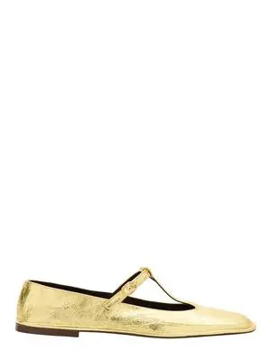 THE ROW Metallic Leather Ballerina Flats - Gold
