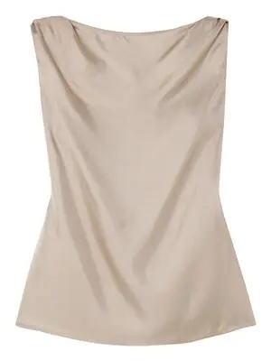 Loulou De Saison Remy Knotted Silk-twill Top - Neutrals