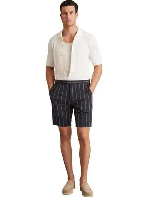 REISS Vine Striped Tailored Shorts - Navy