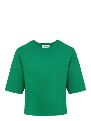 YVES SALOMON Knitted Cropped T-shirt - Green