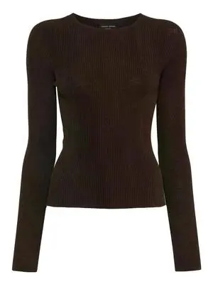 ROBERTO COLLINA Fine-ribbed Top - Brown