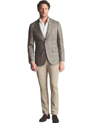 CHARLES TYRWHITT Wool Texture Twill Jacket Limestone