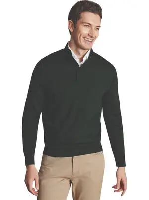 CHARLES TYRWHITT Pure Merino Button Neck Sweater Forest Green