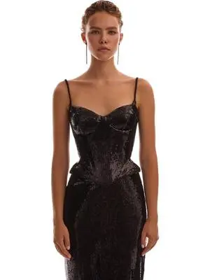 MILLA Fitted Hourglass Sequin Corset - Black