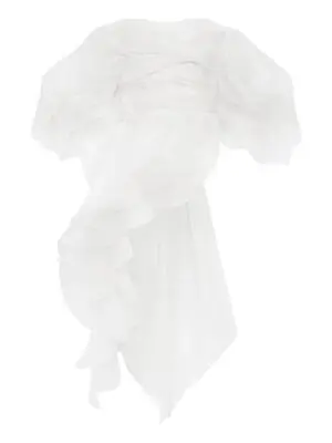 MILLA Name Organza Blouse With Detachable Sleeves - White