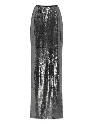 MILLA Dramatic Fitted Sequined Maxi Skirt - Gray