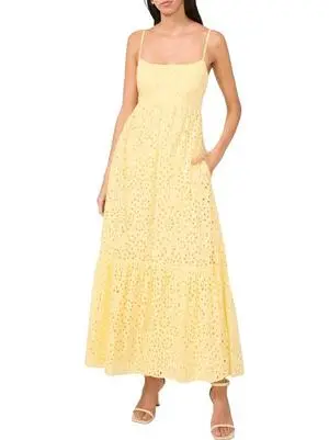 1.State Eyelet Embroidery Maxi Dress - Lemon Meringue