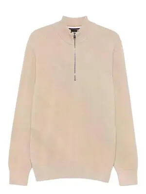 BOSS BOSS Zipped Cotton Sweater Neutrals