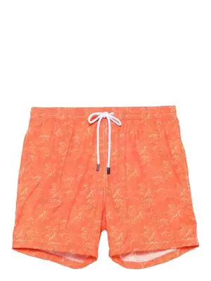 BARBA NAPOLI Palm Tree-print Swim Shorts - Orange