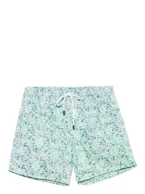 BARBA NAPOLI Floral-print Swim Shorts - Green