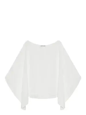 Balmain Silk Cape Blouse - White