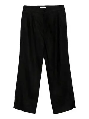 SUNFLOWER Pleated Linen Trousers - Black