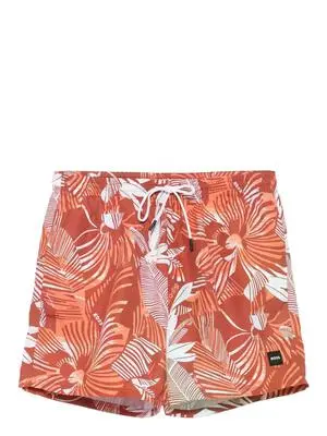 BOSS Printed Swim Shorts Brown