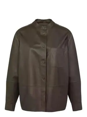 YVES SALOMON Leather Overshirt - Green