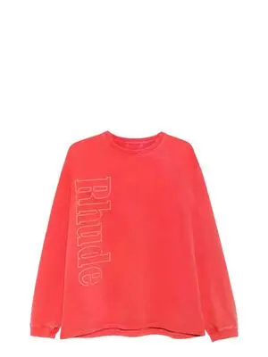 Rhude Logo Longsleeve Sweatshirt - Red