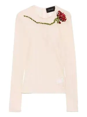 Simone Rocha Embellished Mesh Top - Neutrals